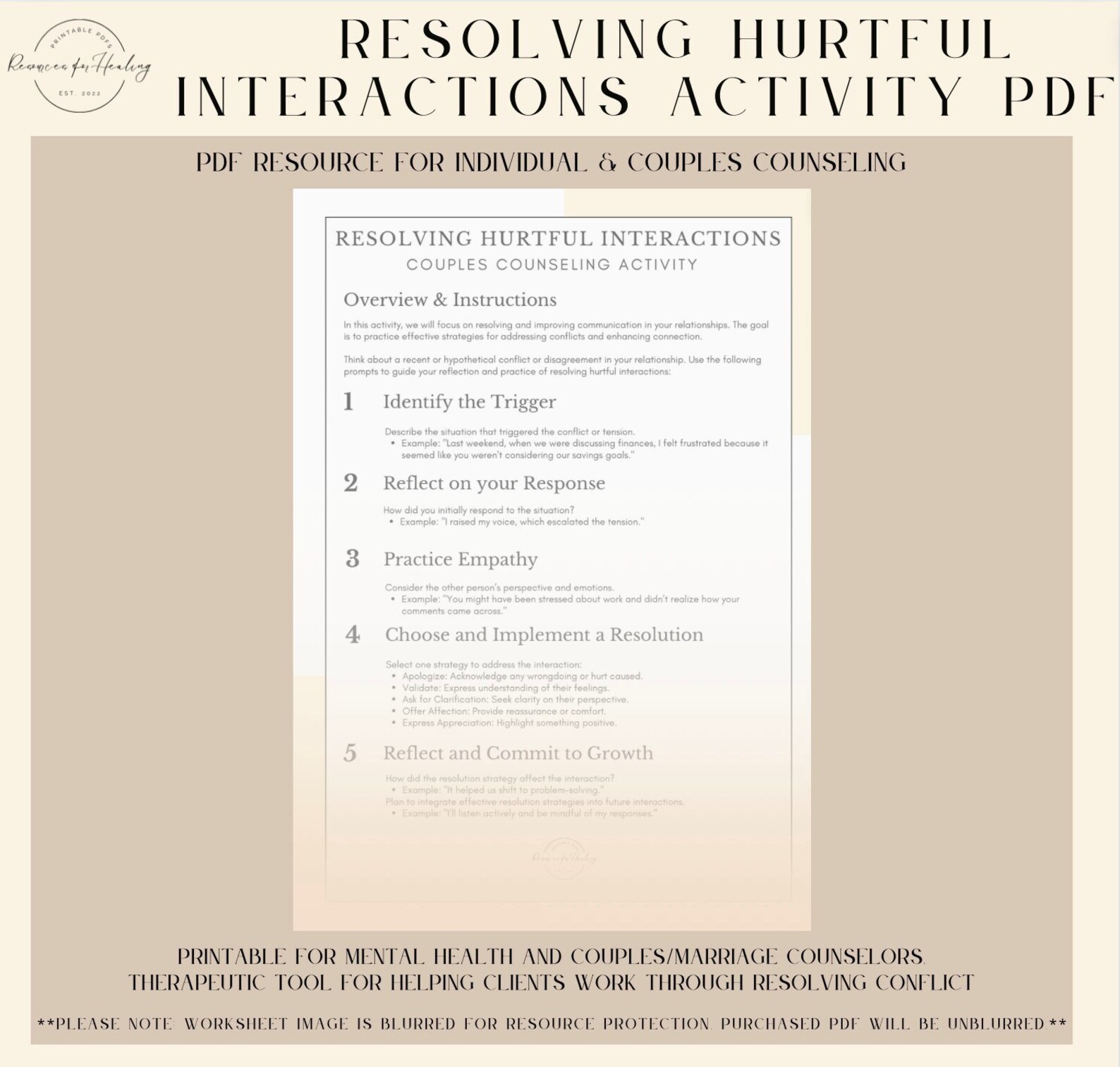 Resolving Hurtful Interactions Therapy PDF | Couples Counseling ...