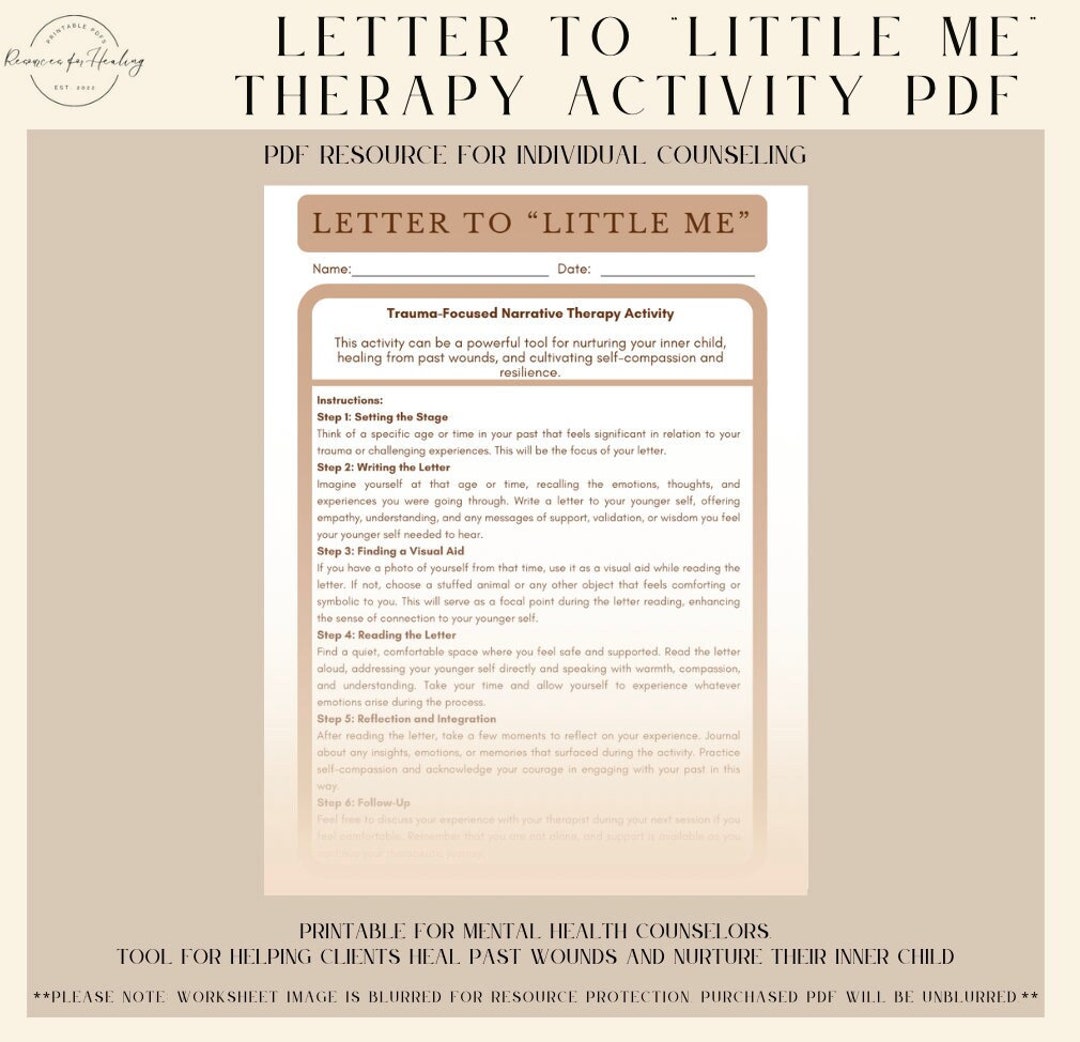 Letter to "little Me" Narrative Therapy Handout PRINTABLE | Inner Child ...
