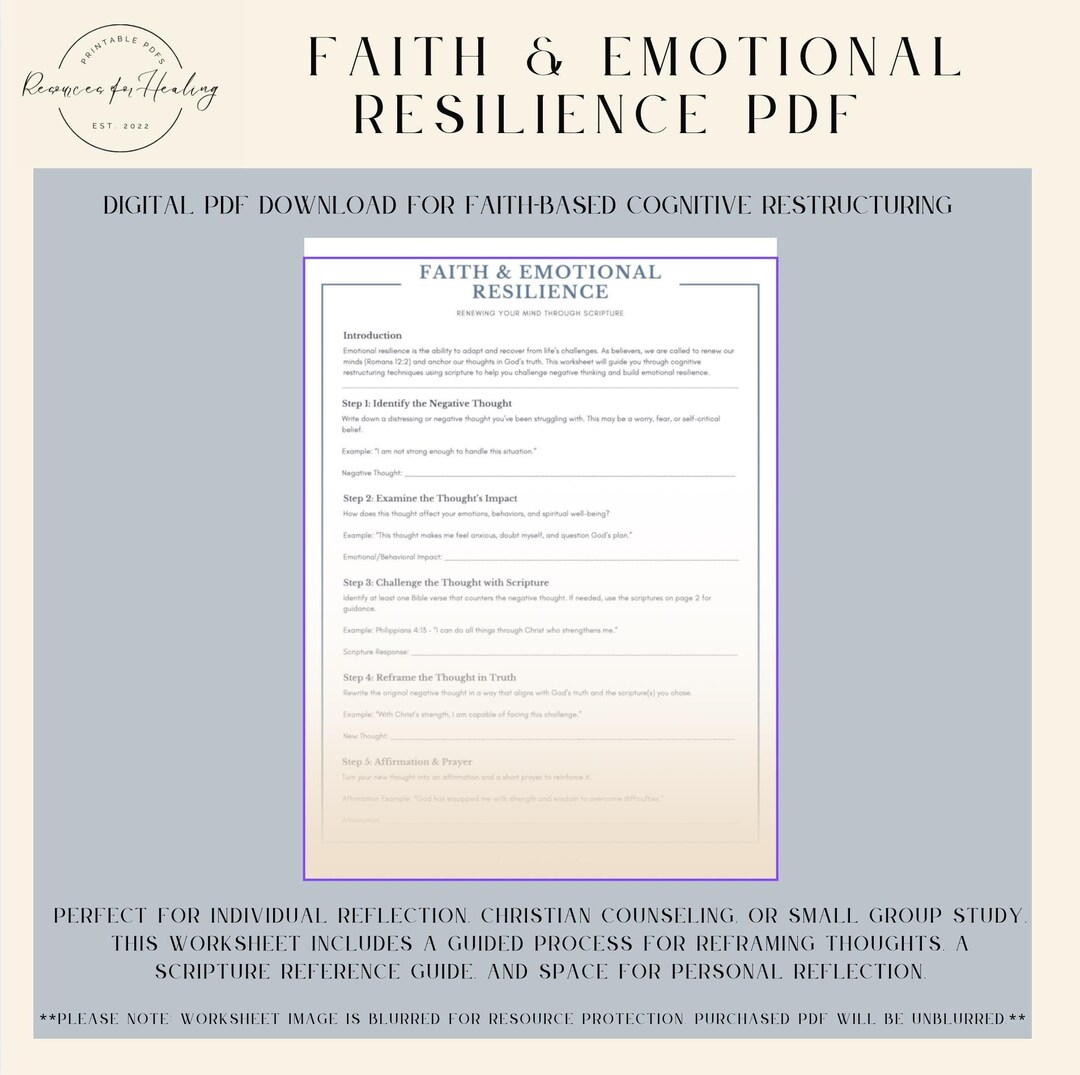 Faith & Emotional Resilience Handout PRINTABLE | Scripture-based ...