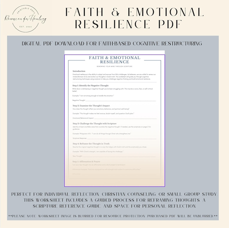 Faith & Emotional Resilience Handout PRINTABLE | Scripture-based ...