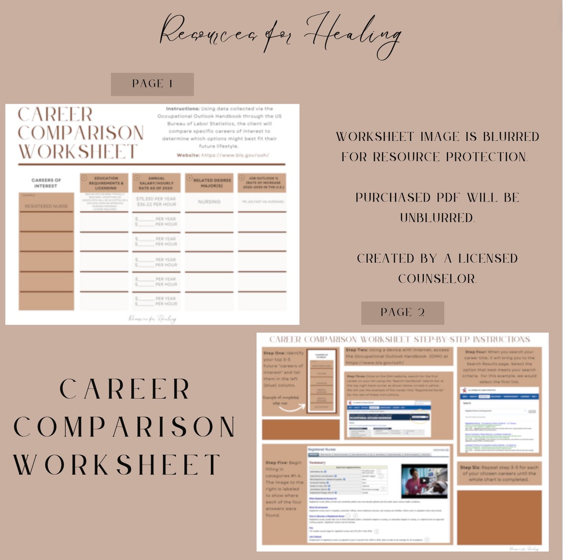 Career Comparison Chart Handout PRINTABLE | Occupation Exploration PDF ...