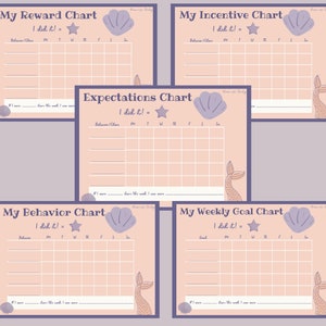 Mermaid Themed Behavior Chart PRINTABLE | Incentive Chart PDF | Weekly ...