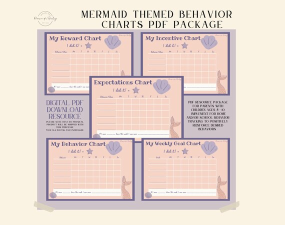 Mermaid Themed Behavior Chart PRINTABLE Incentive Chart PDF | Etsy