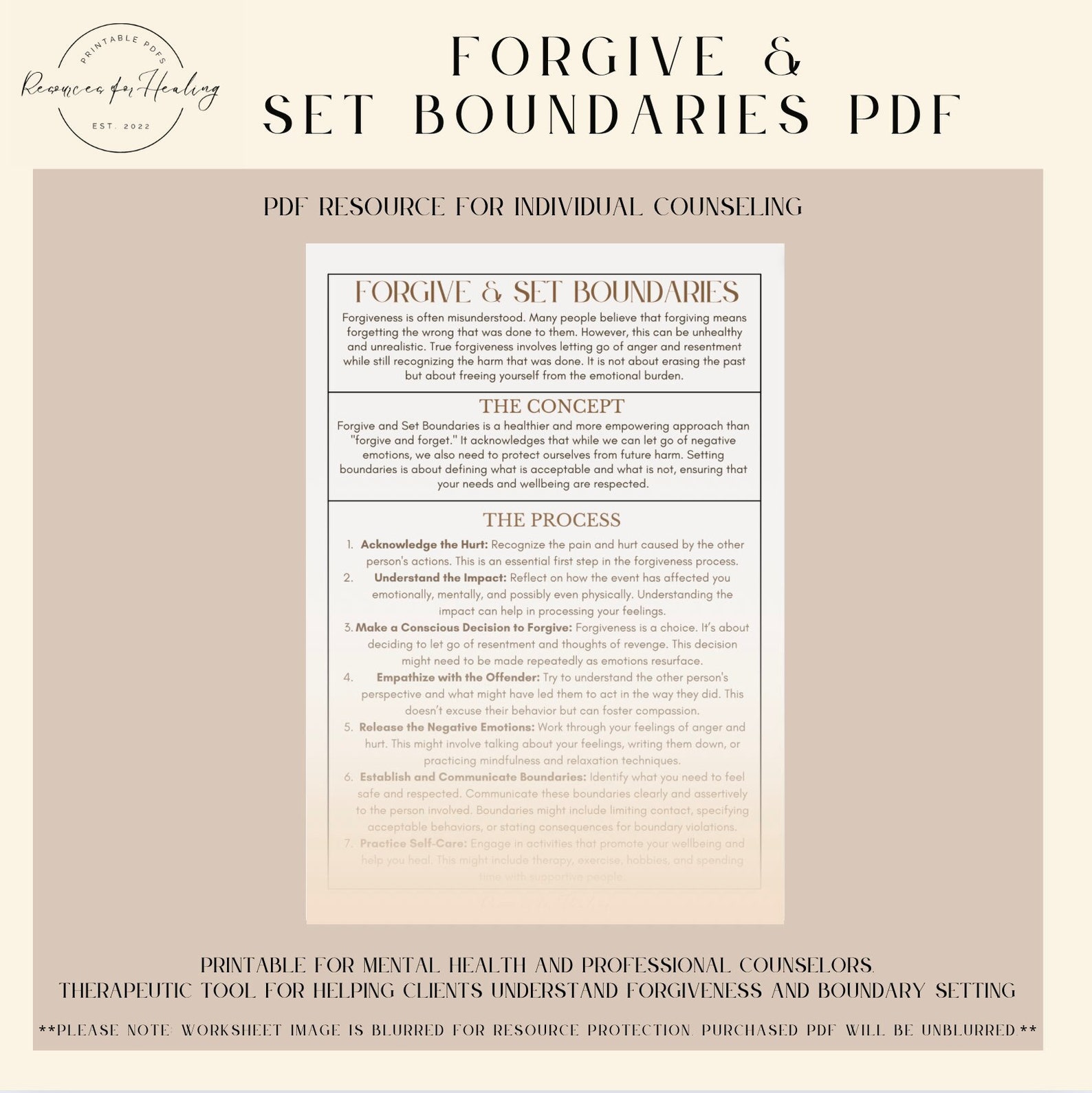 Forgive and Set Boundaries: A Guided Worksheet for Emotional Healing PRINTABLE PDF | Mental ...