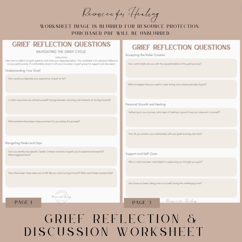 Grief Cycle Reflection and Discussion PRINTABLE | Individual and Group ...