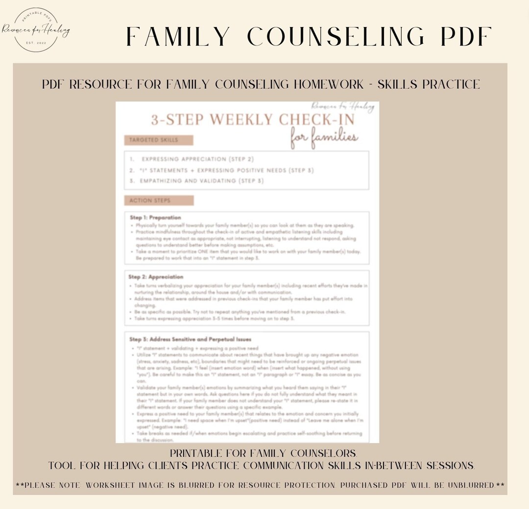 Family Counseling Communication Skills Handout PRINTABLE | Family ...