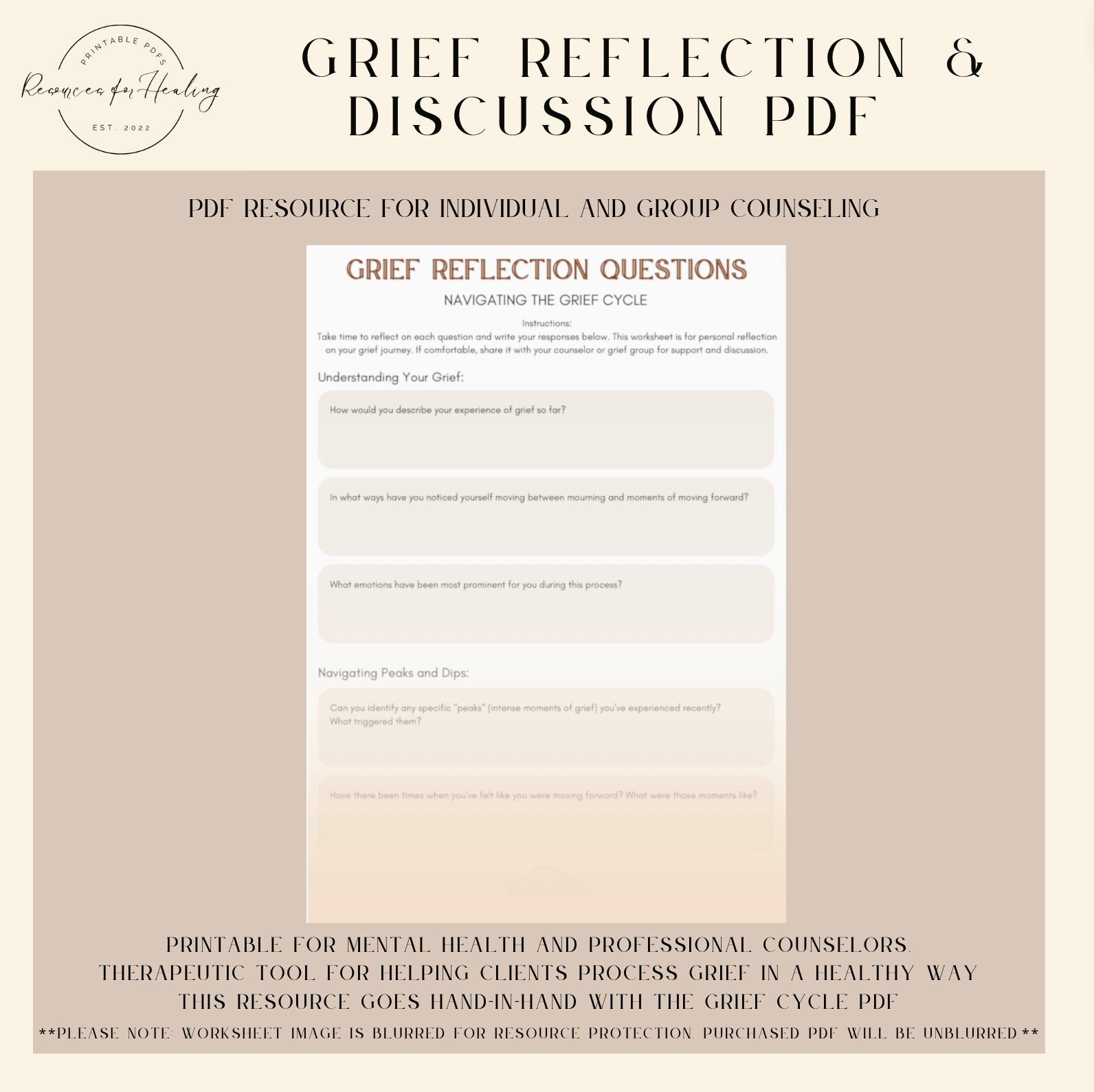 Grief Cycle Reflection and Discussion PRINTABLE | Individual and Group ...