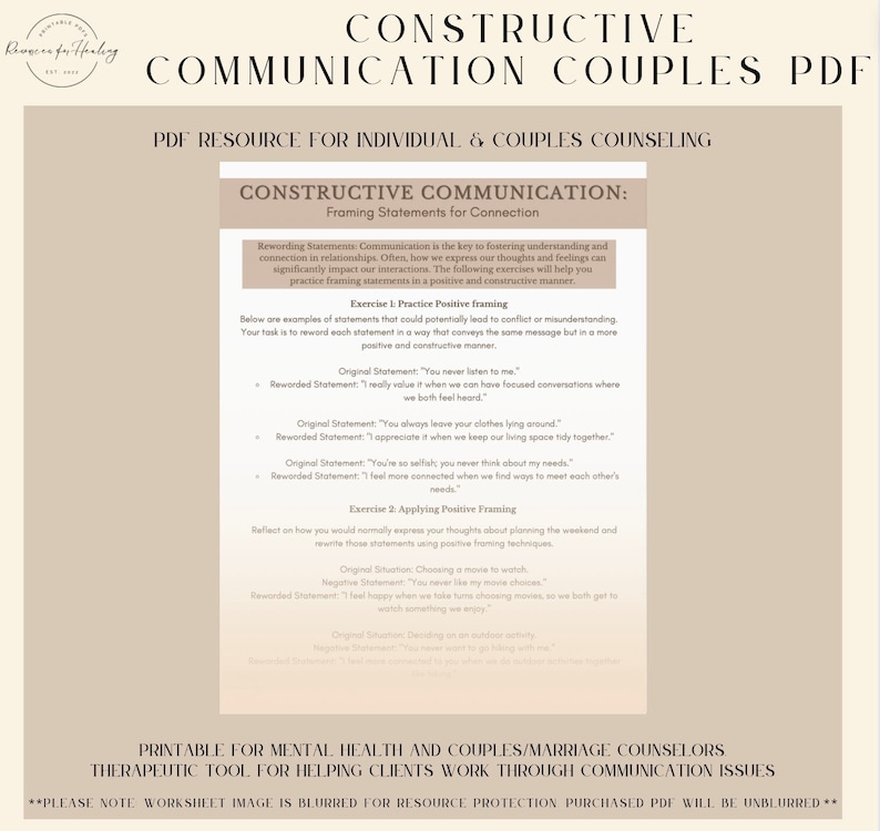 Couples Constructive Communication Therapy PDF | Couples Counseling ...