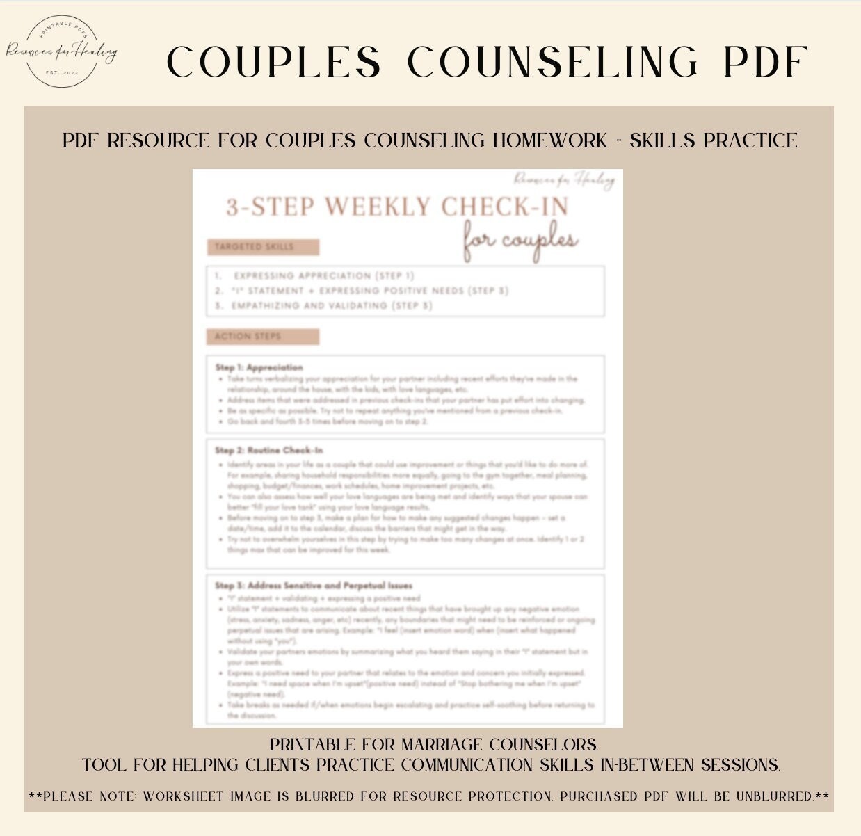 Couples Counseling Communication Skills Handout PRINTABLE | Couples ...