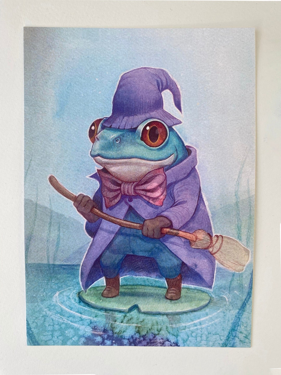 Watercolor Wizard Frog Mini Print - Etsy