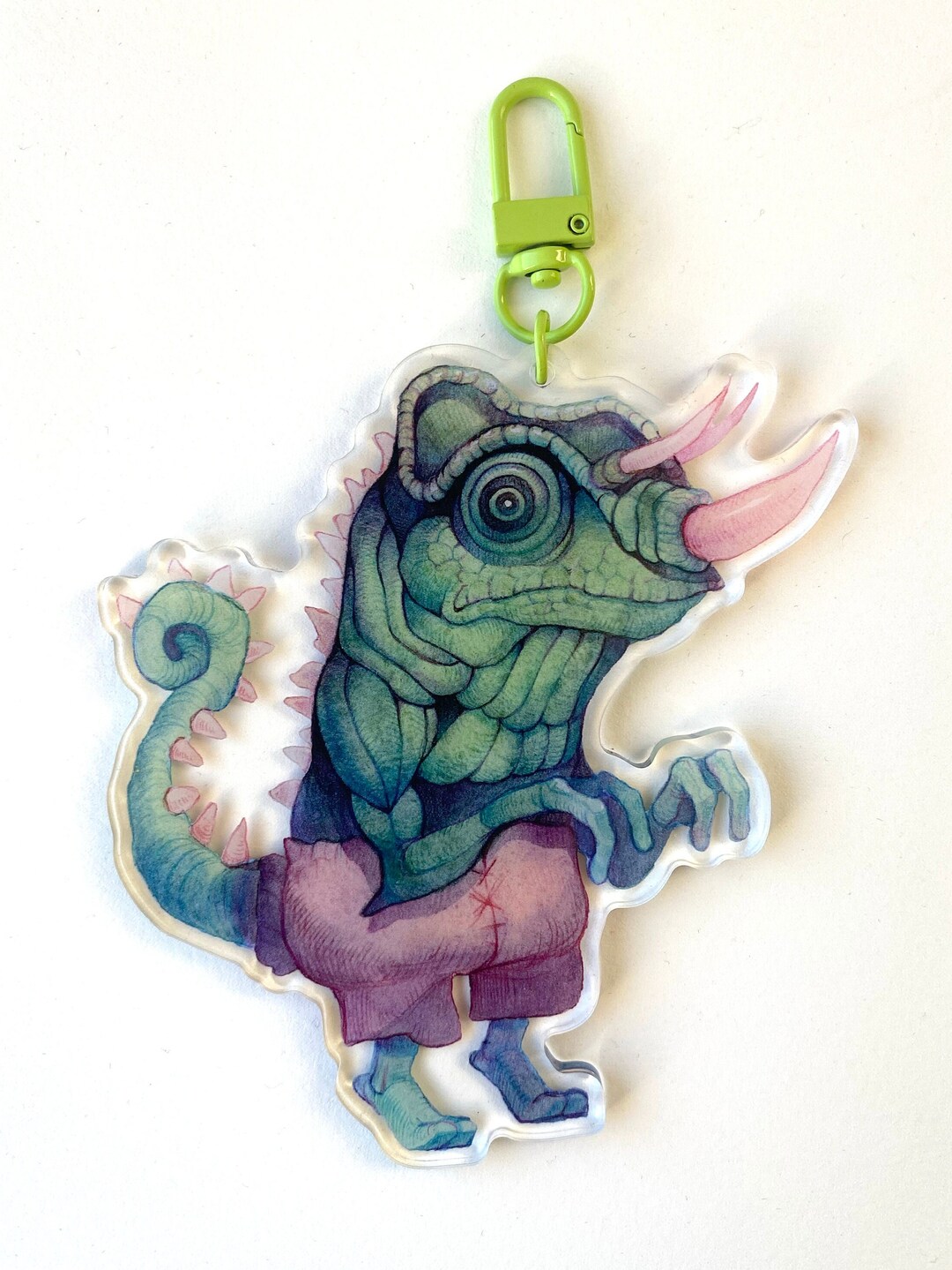 Nervous Watercolor Chameleon Acrylic Keychain by Johndrawing - Etsy