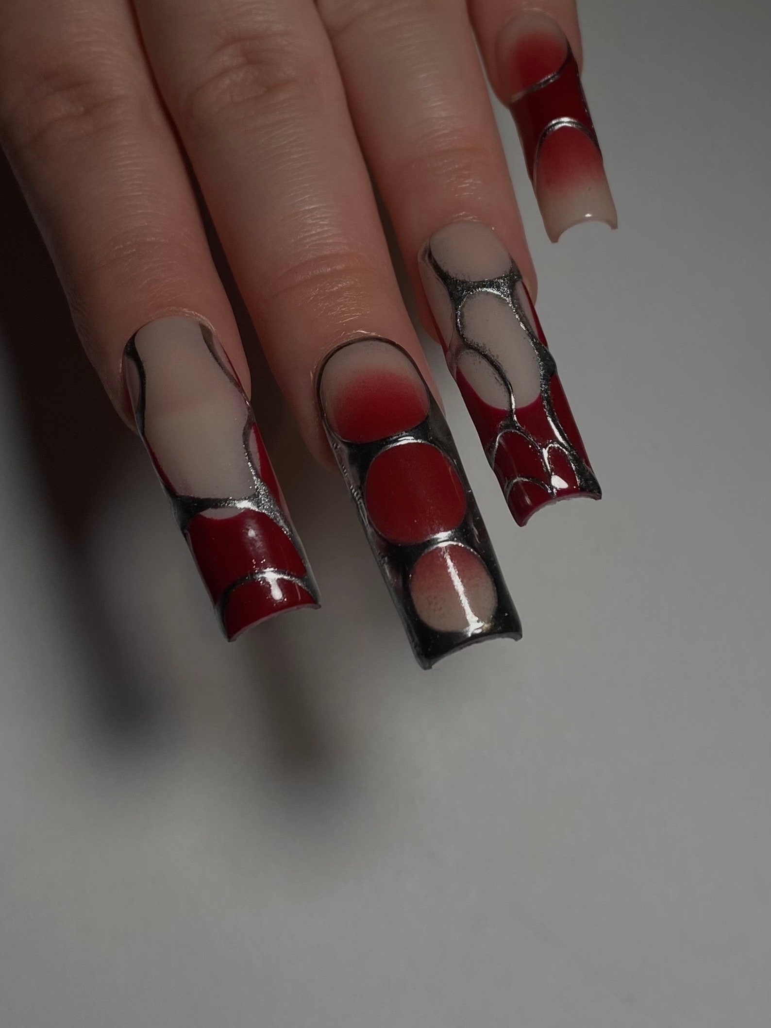 Chrome Abstract Nails | Chrome Aura French Nails - Etsy