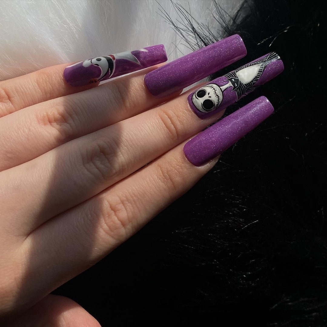 Jack and Zero Nails 3 Nightmare Before Christmas Nails halloween Nails ...