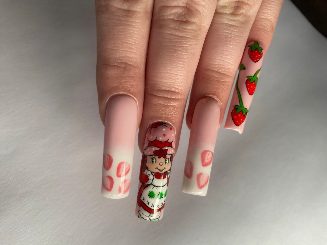 Strawberry Shortcake Nails - Etsy
