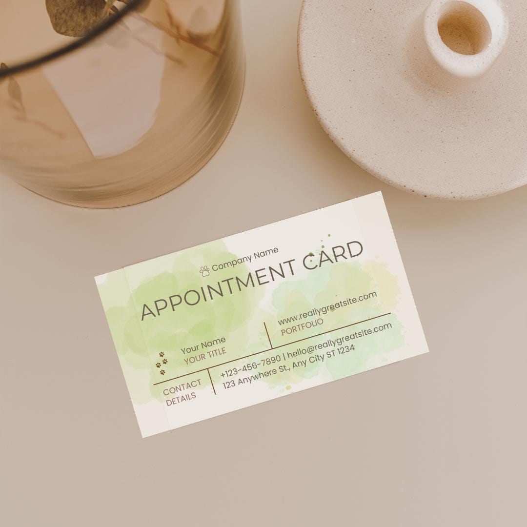 Pet Grooming Appointment Card Bundle | Pink, Green & Sandstone ...