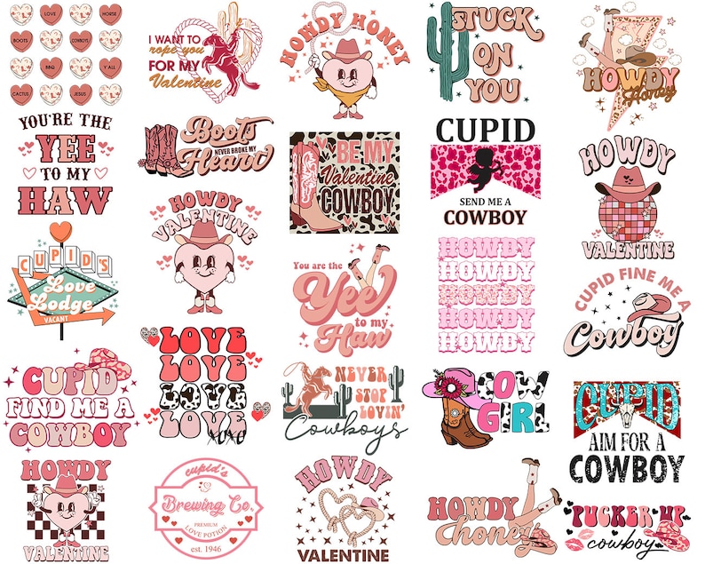 Western Valentine Svg Png Bundle Howdy Cowboy Valentine Cupids - Etsy