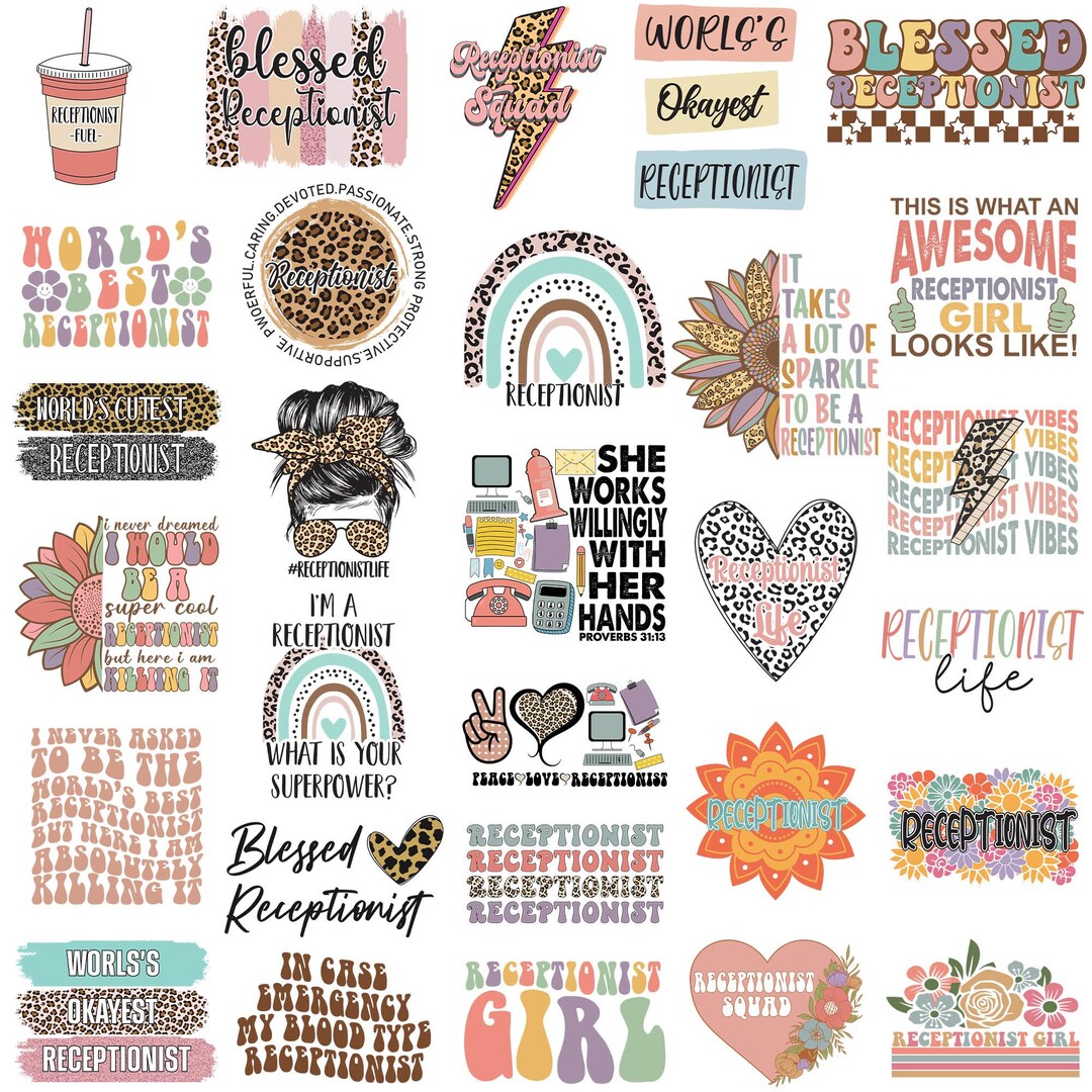 Receptionist Svg Png Bundle Blessed Receptionist Girl Vibes Squad Peace ...