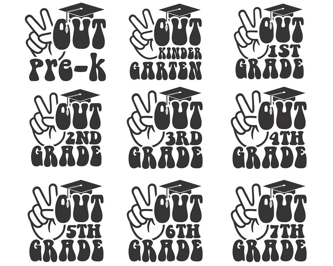 Last Day of School Svg Bundle Peace Out School Svg Retro Wavy Text ...