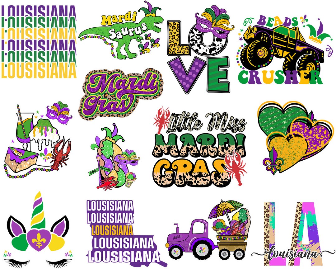 Kids Mardi Gras Svg Png Bundle Heart King Cake Louisiana Retro My 1st ...