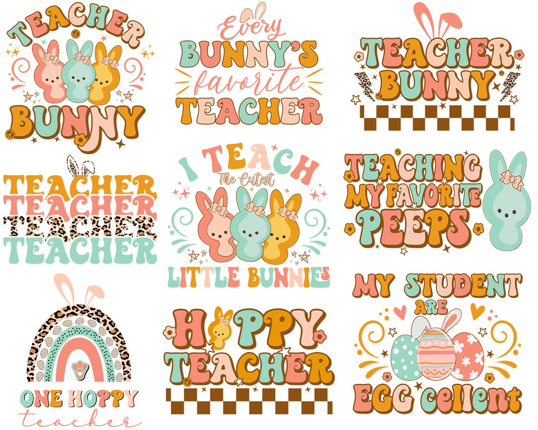 Teacher Easter Svg Png Hoppy Teacher Bunny Teaching My Favorite Peep ...