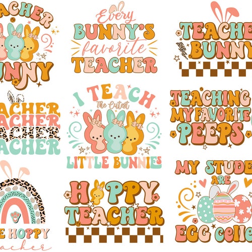 Teacher Easter Svg Png Hoppy Teacher Bunny Teaching My - Etsy