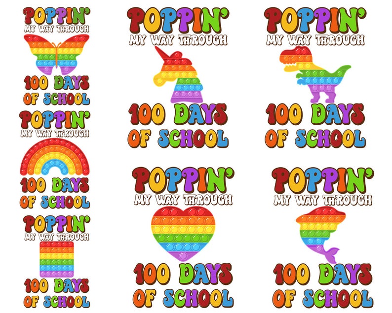 Poppin My Way Through 100 Days SVG PNG Poppin Happy 100th Days - Etsy