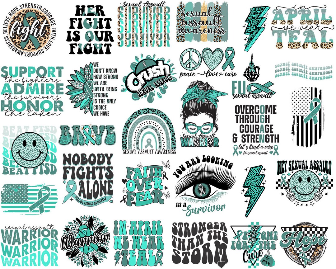 Sexual Assault Svg Png Bundle Faith Over Fear in Wear Teal Brave Fight ...