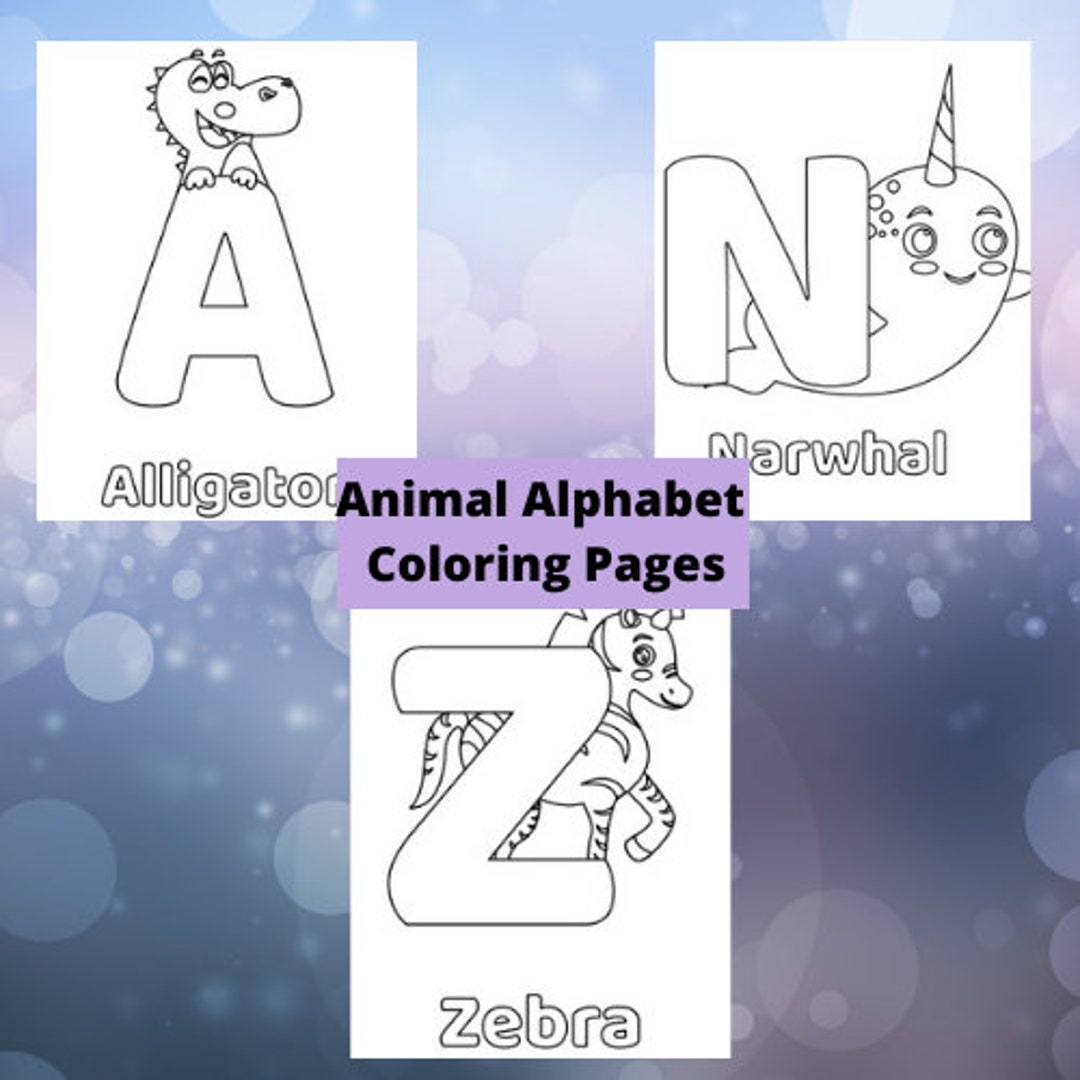 Animal Alphabet Coloring Sheets - Etsy