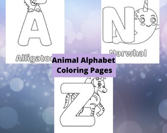Animal Alphabet Coloring Sheets, Pre-school Coloring Sheets, Alphabet ...