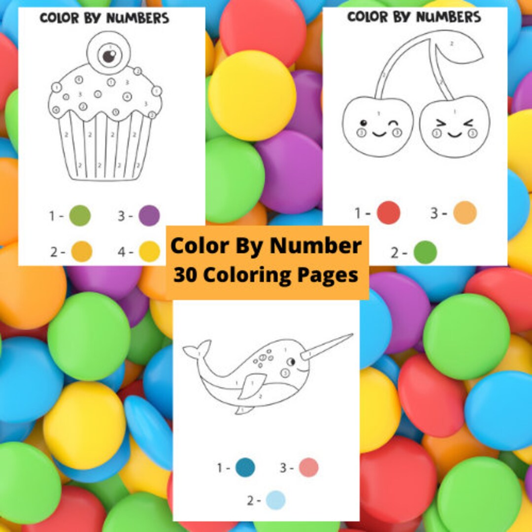 30 Color by Number Coloring Sheets - Etsy