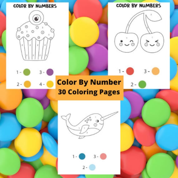30 Color by Number Coloring Sheets | Etsy