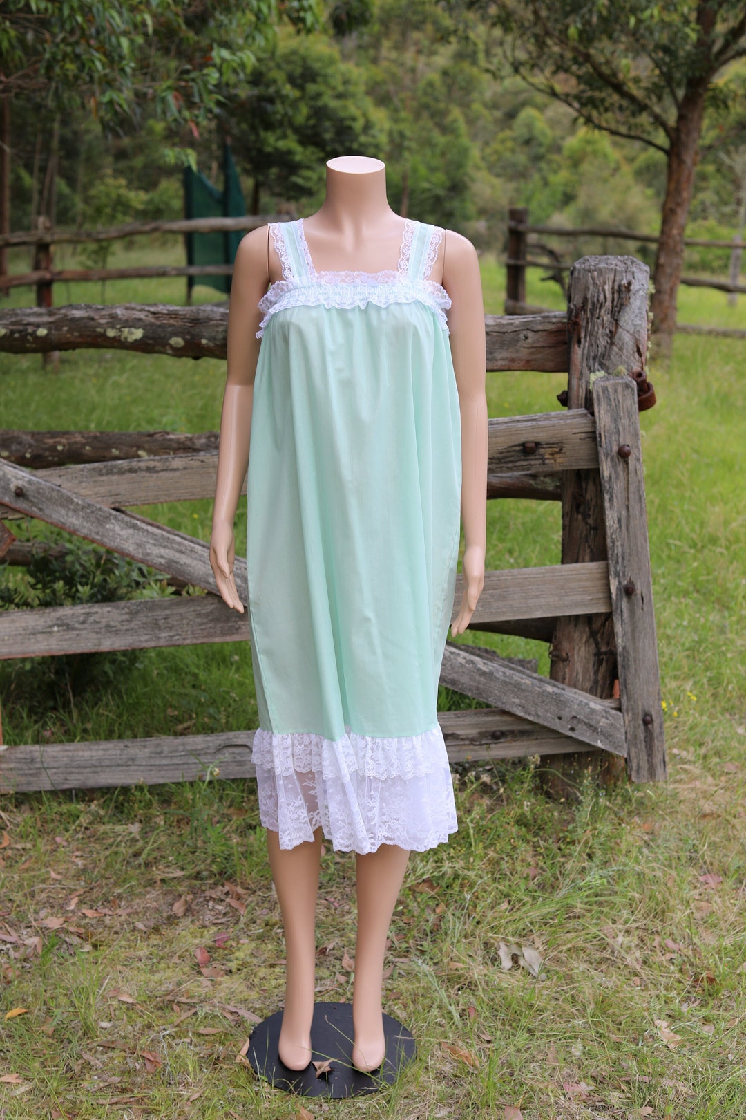 Vintage 1950s Night Gown // 50s Pastel Mint Night Gown // Vintage 50s ...