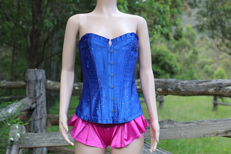 Vintage Y2K Corset Bustier // 2000s Corset // Blue Steam Punk Corset ...