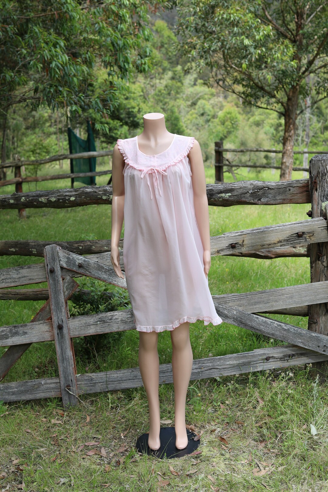 Vintage 1950s Night Gown // 50s Pastel Pink Night Gown // Vintage 50s ...