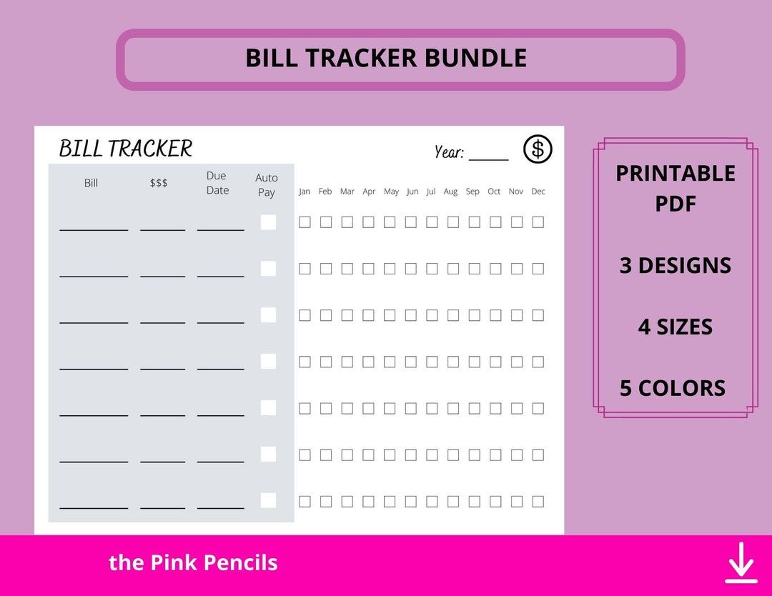 Bill Tracker Bundle Printables - Etsy