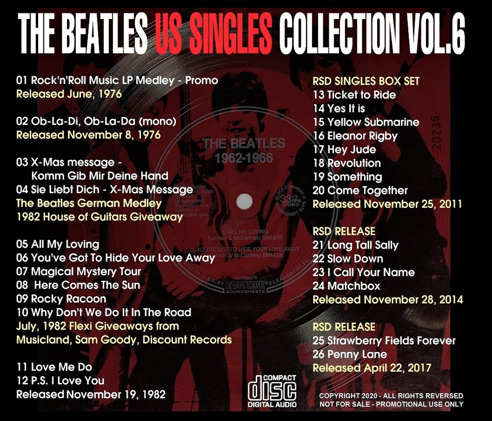 Beatles US Singles Collection Dr. Ebbetts Fab Voo Doo 8 CD - Etsy