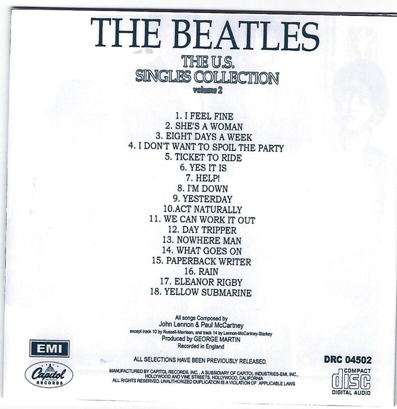 Beatles US Singles Collection Dr. Ebbetts Fab Voo Doo 8 CD - Etsy