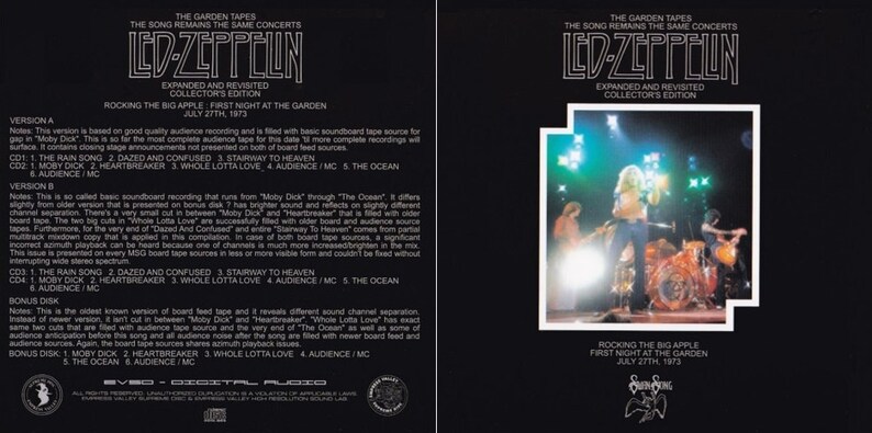 Led Zeppelin the Garden Concerts 3 Shows, 18 CD DVD New 1973 the Song ...