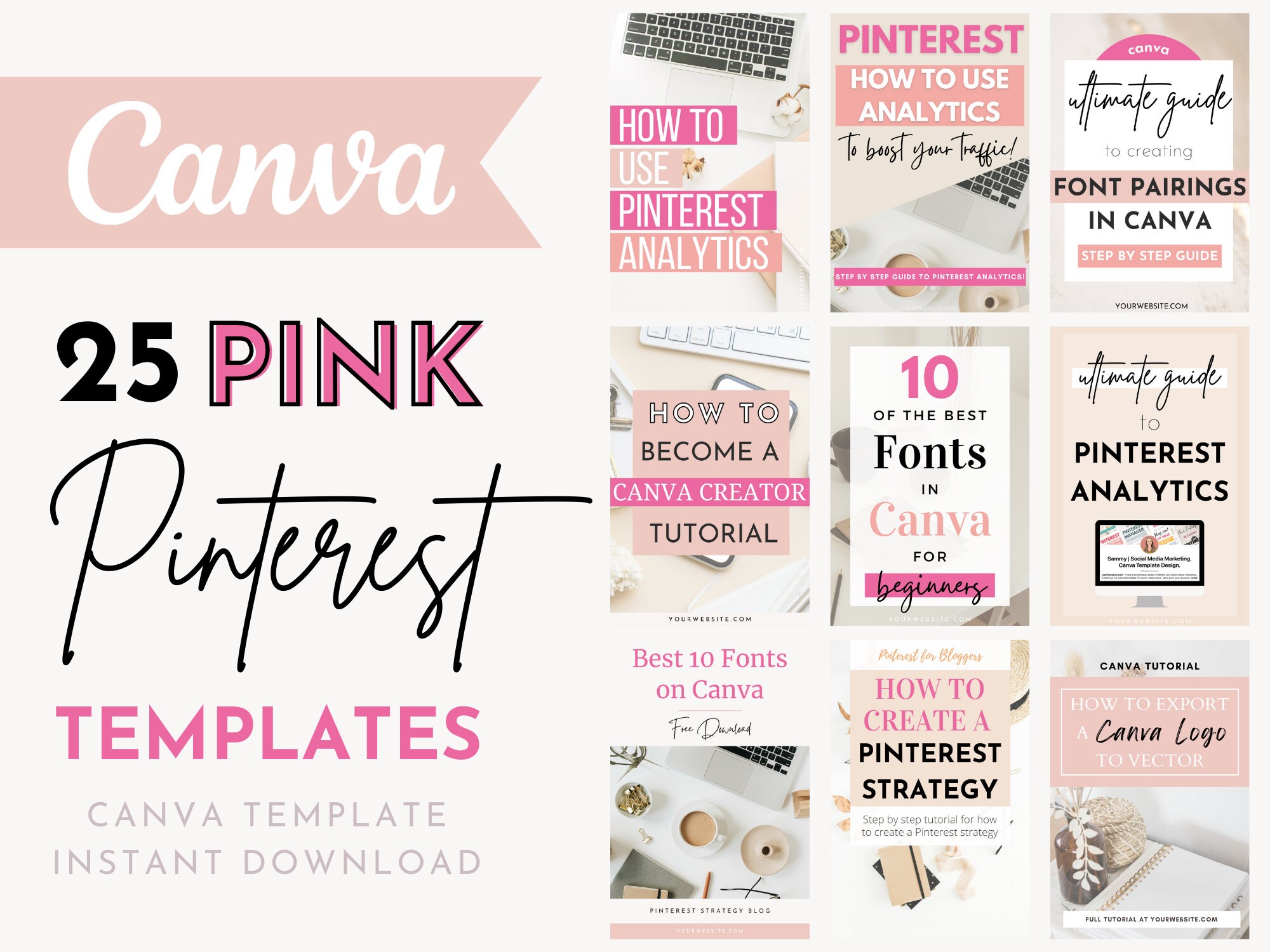Pink Pinterest Templates Pinterest Marketing, Pinterest Pin Design ...