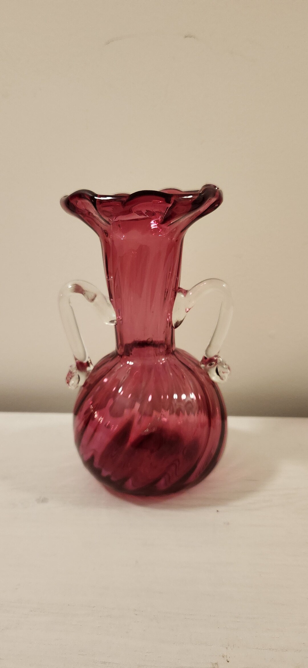 Vintage Cranberry Glass Vase - Etsy