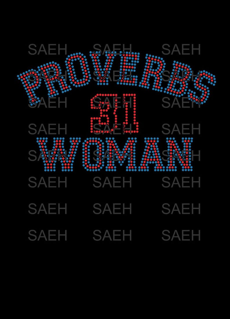Proverbs Woman Rhinestone Template SS10 - Etsy