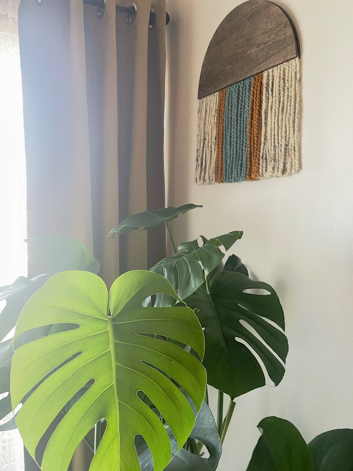 Half Moon Wall Hanging Wooden Arch Wall Decor Yarn Wall Hanging Half ...