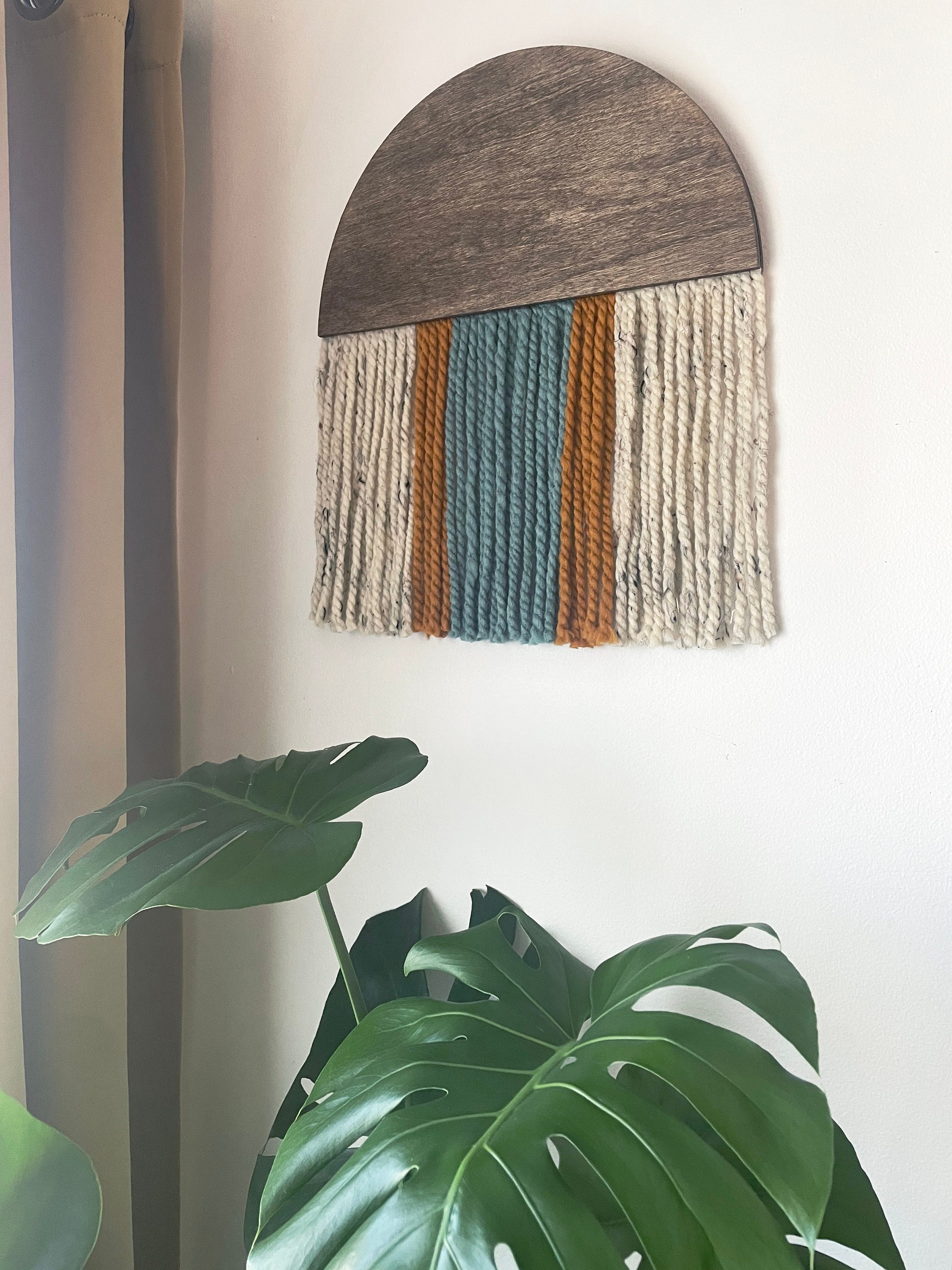 Half Moon Wall Hanging Wooden Arch Wall Decor Yarn Wall Hanging Half ...