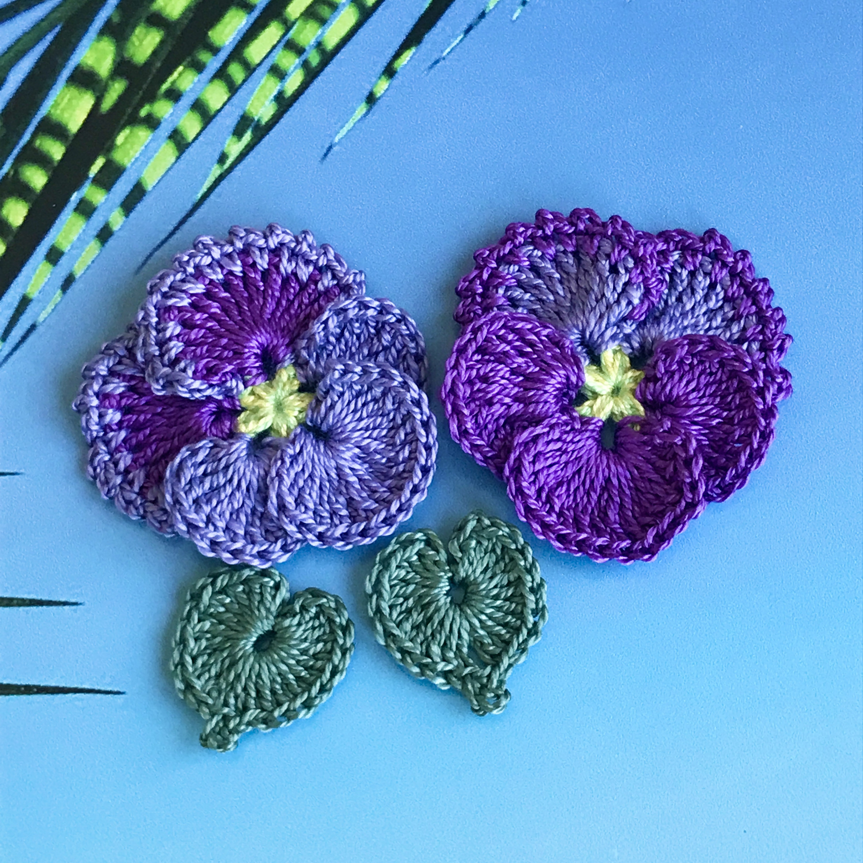 4 Pcs Set Pansies Lavender Purple Violet Pansy Flowers Hand Crochet ...