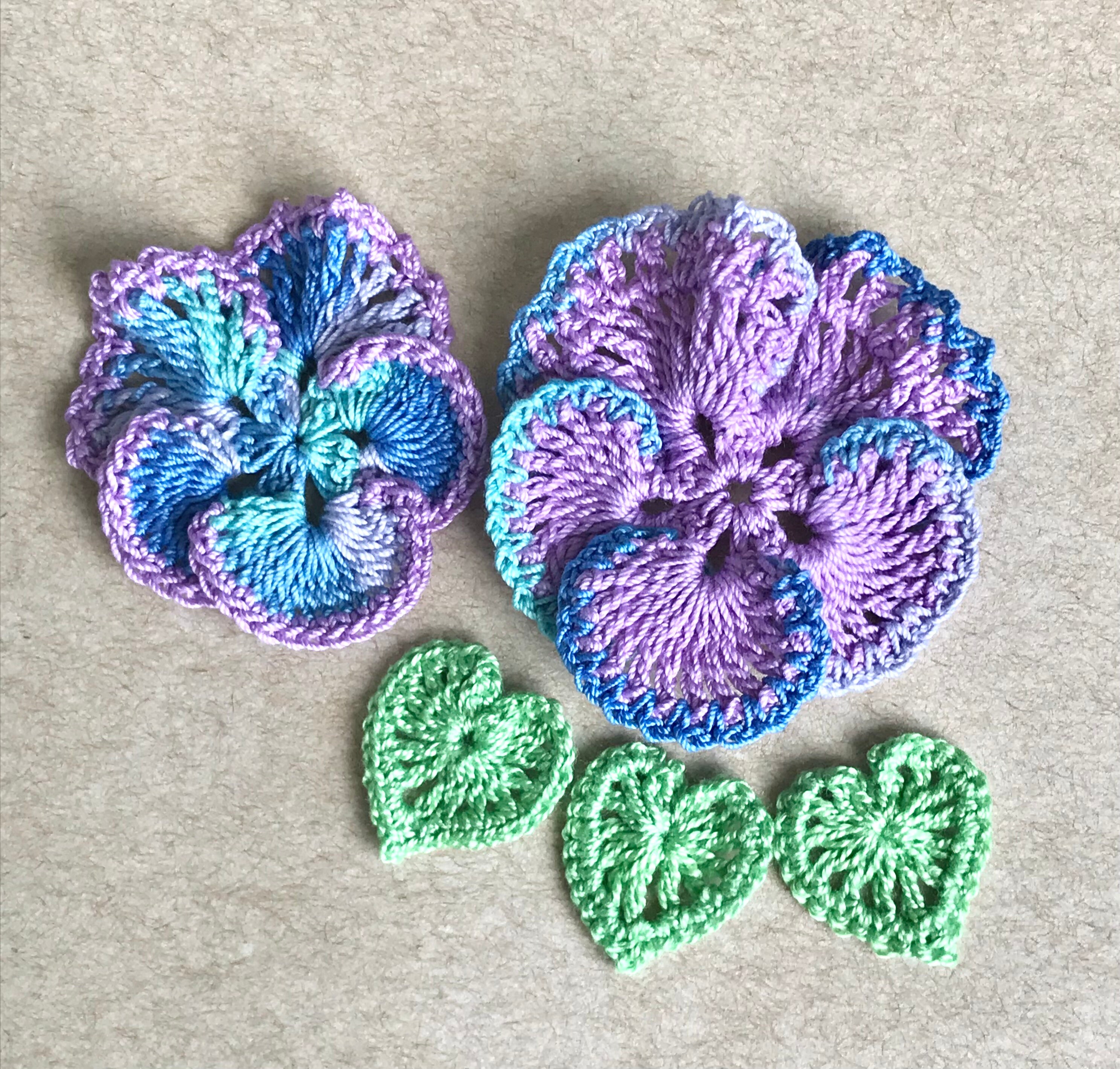 Pretty Hand Crochet Pansies Lavender Purple Blue Violet Pansy Flowers ...