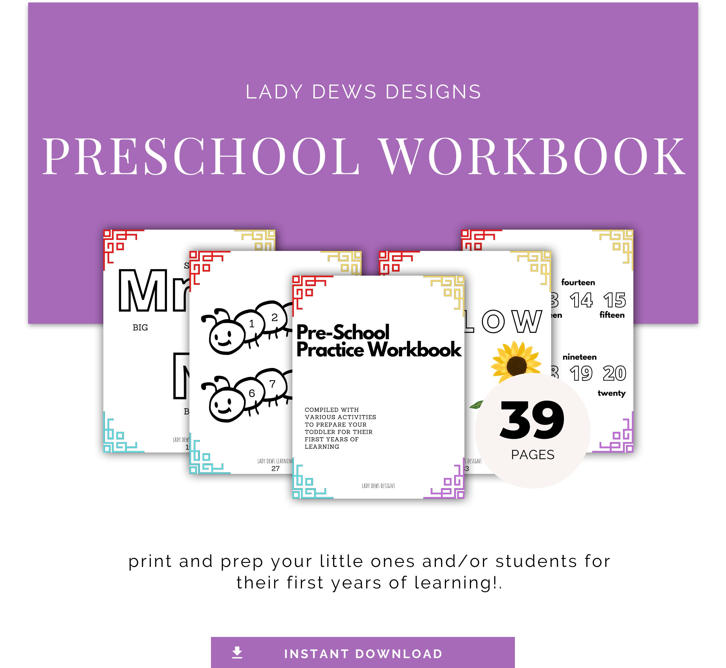 Preschool Workbook | 39 Pages | Preschool Curriculum | Toddler Learning ...