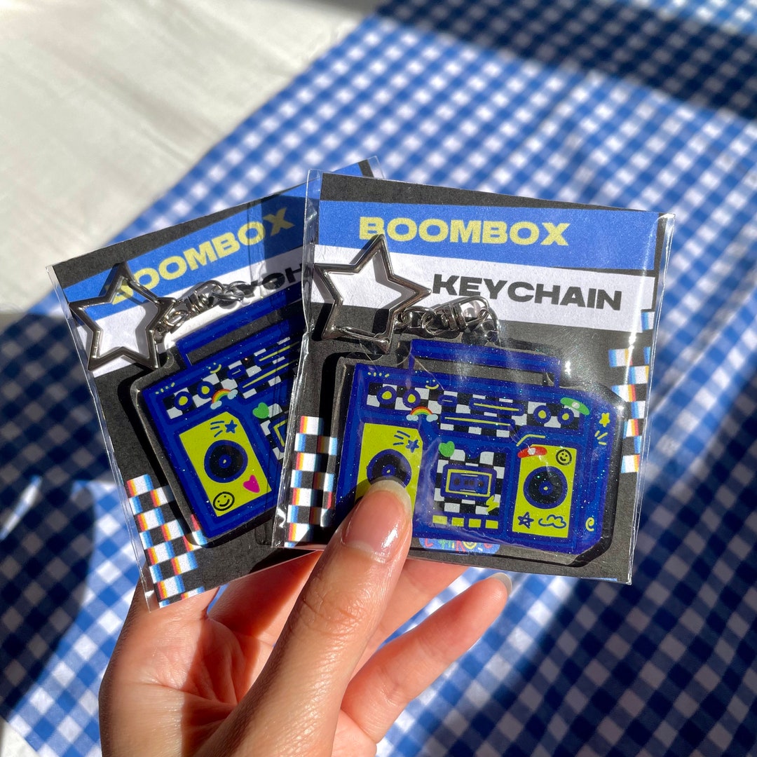 Boombox Acrylic Keychain, Glittery Cute Charm, Music Hip Hop ...