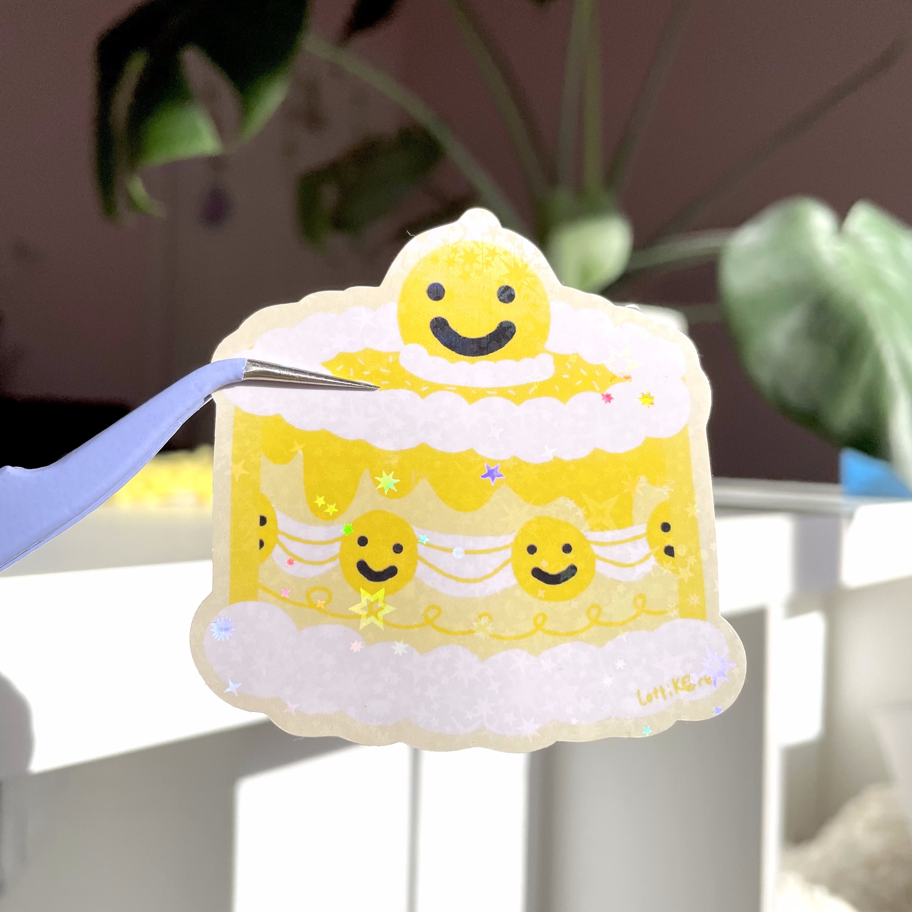 Smiley Cake Holo Vinyl Sticker - Etsy