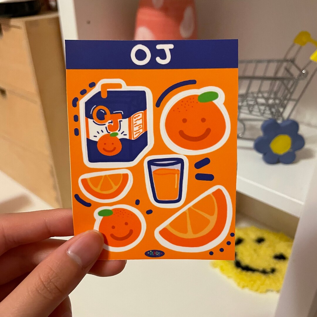 Cute Orange Juice Sticker Sheet for Decorating, Scrapbooking ...