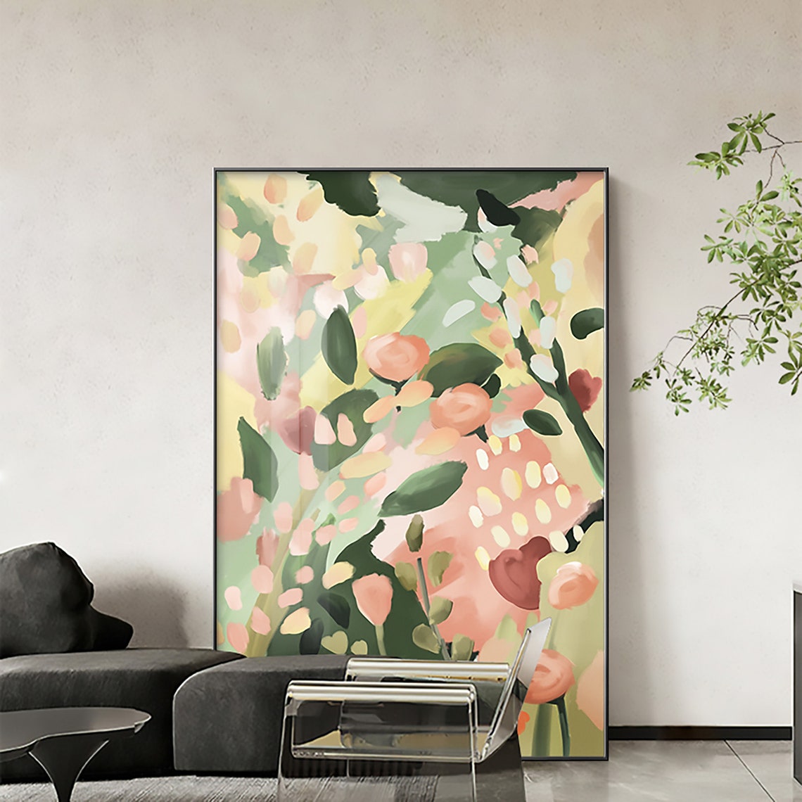 Original Abstract Yellow Flowers Oil Painting on Canvas Large - Etsy